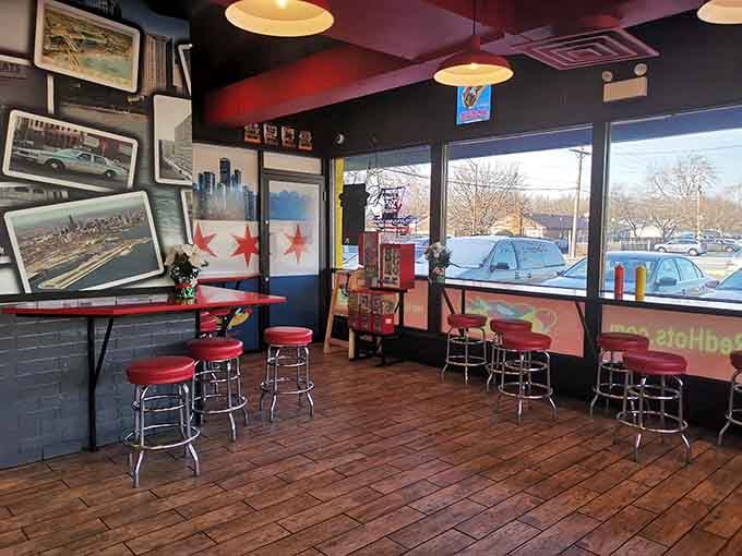 Red stools, vintage photos, and Chicago pride on every wall make waiting for your order half the fun.