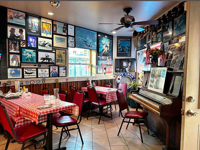 Every wall tells a story here, where Top Gun memorabilia creates a museum you can actually eat in.