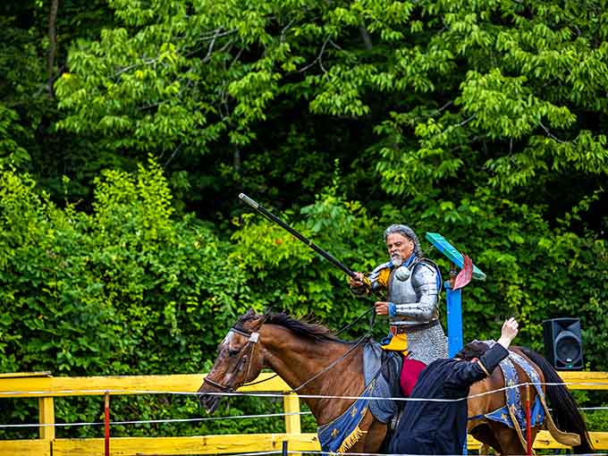 Witness a thrilling jousting match where brave knights showcase their impressive skills and pageantry at this lively historical festival.