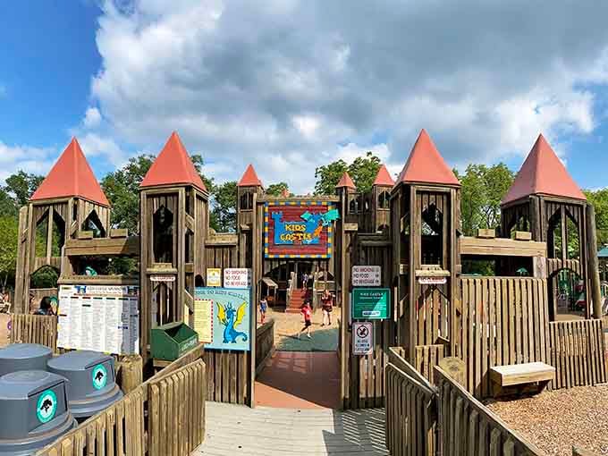 Multiple towers, endless adventures, and enough climbing options to exhaust even the most energetic little knights.