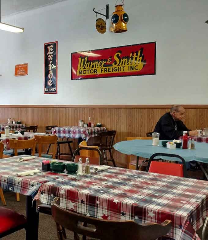 Checkered tablecloths and vintage signs create the kind of atmosphere where calories don't count and time slows down beautifully.