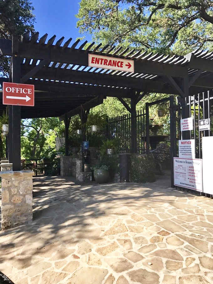 That welcoming entrance promises adventure beyond, where natural springs await to cool your Texas-heated soul beautifully.