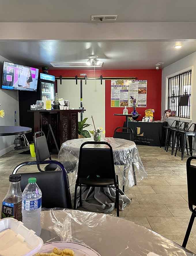 Simple tables, warm walls, and a menu board that'll make your stomach rumble from across the room.