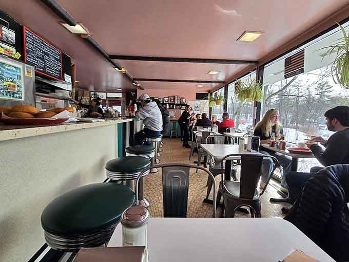 Classic counter seating where strangers become friends over coffee and the best breakfast conversation in Fairfield County.