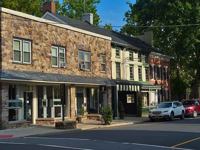 Historic stone buildings line downtown streets where every storefront tells a story and chain stores fear to tread.
