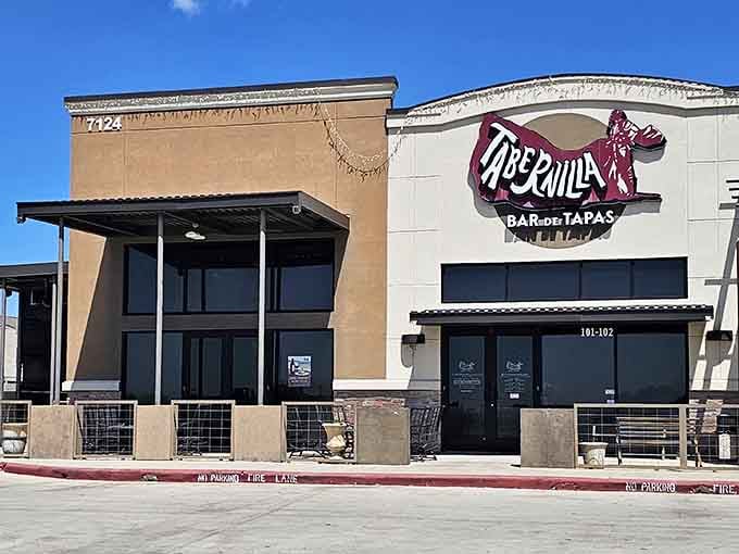 Tabernilla's bold signage promises the kind of tapas experience that'll make you forget all about your budget-friendly rent.