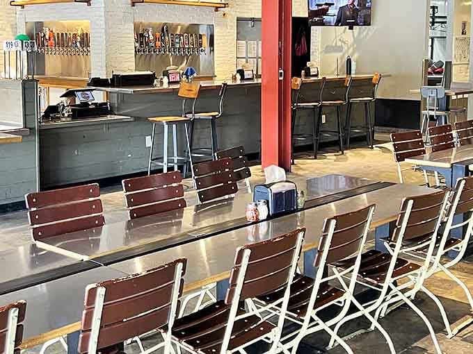 Clean, modern, and spacious enough to accommodate the massive pizza boxes you'll be wrestling out the door later.