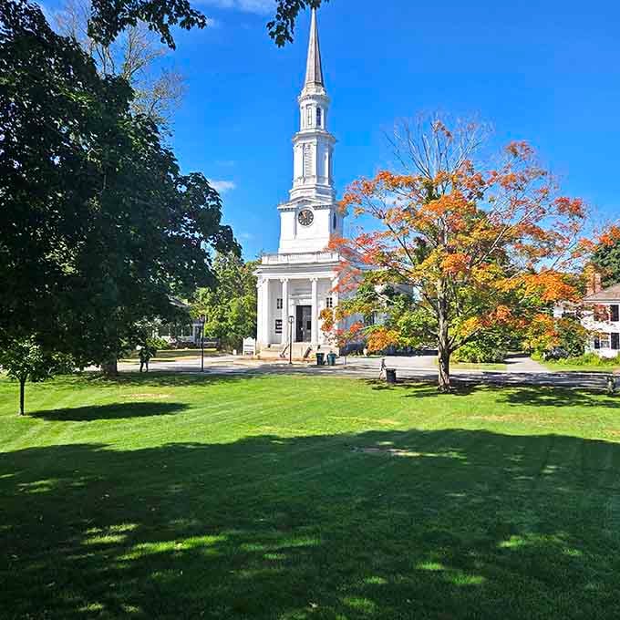 The Battle Green's iconic white steeple stands sentinel over the birthplace of American independence and revolution.