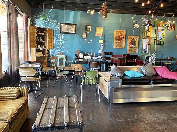 Step into a time machine where vintage furniture meets Beatles worship and somehow it all makes perfect sense.