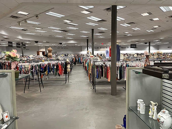 Rows of clothing stretch toward the horizon like a fashionista's fever dream, all waiting for their second act.