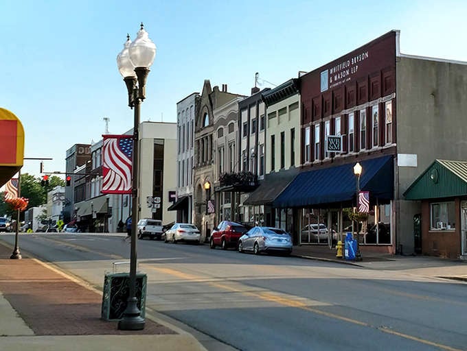 These storefronts have more character than most modern strip malls will achieve in their entire existence.