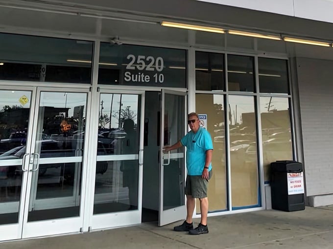 The entrance to pure joy looks surprisingly normal from the outside, like a secret portal disguised as a regular building.