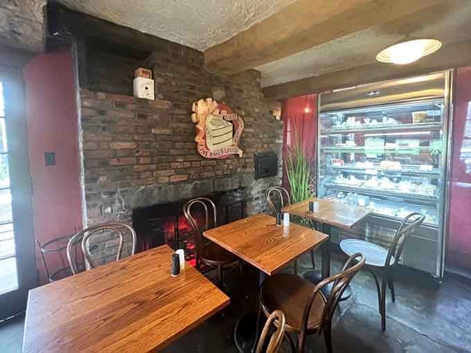 Cozy tables, exposed stone walls, and a fireplace&mdash;basically everything you need except maybe a nap afterward.