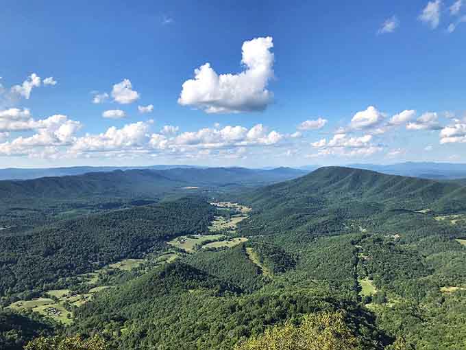 The Catawba Valley spreads below like a green quilt, proving Virginia's beauty doesn't need a filter.