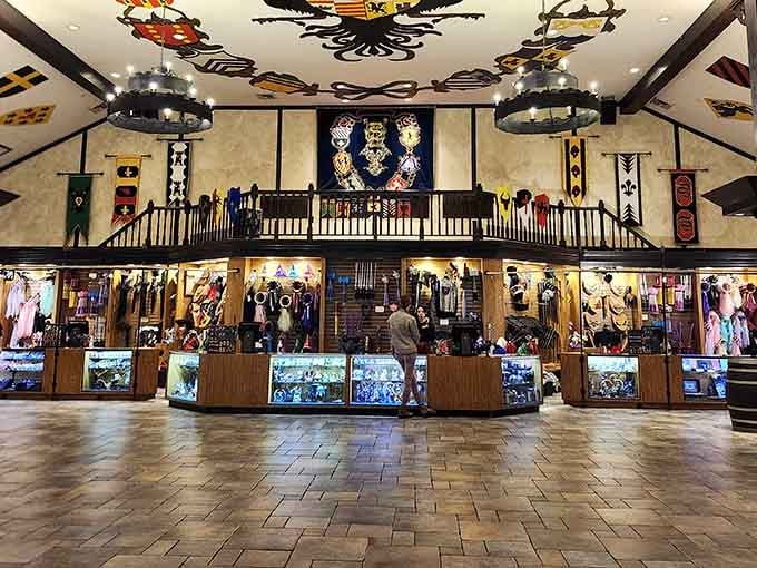 The Hall of Arms welcomes you with heraldic splendor, setting the stage for tonight's knightly entertainment ahead.