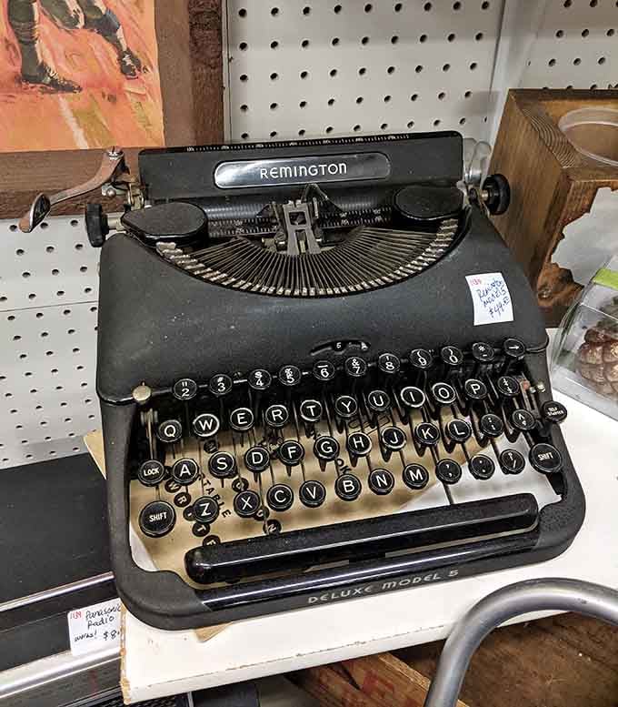 This Remington typewriter wrote stories before autocorrect existed, when mistakes required actual white-out and determination.