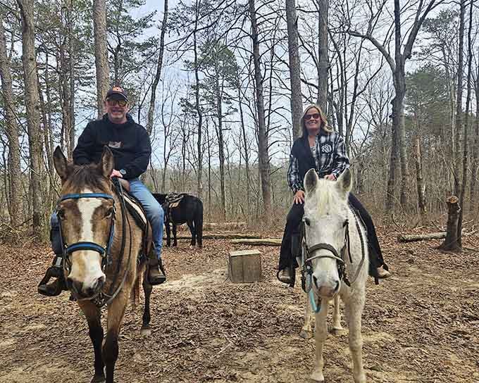 Trail riding through these woods feels like stepping into a Bonanza episode, minus the dramatic shootouts and better snacks.