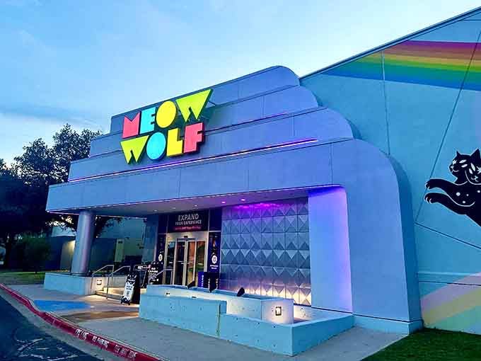 Even at dusk, this building glows like a beacon for anyone seeking an escape from the ordinary world.