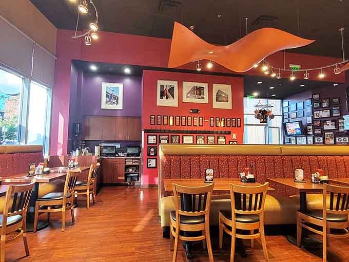 Bold colors and warm lighting create the perfect backdrop for your breakfast adventure to unfold.