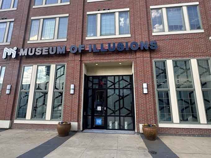 That moment when even the building's entrance makes you question if you're already inside an illusion.