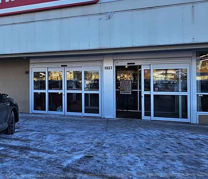 Multiple entrance doors mean serious business, because one door simply couldn't handle the flood of eager bargain hunters.