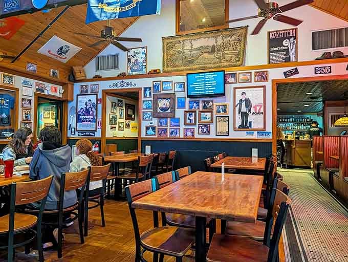 Movie posters and memorabilia cover every inch, turning dinner into a walk through Hollywood history with better food.