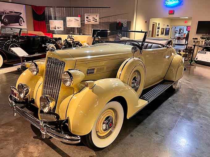 This buttery yellow convertible looks like it just rolled off a Hollywood set in 1937.