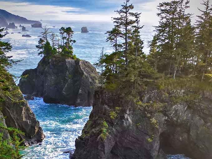 Rock formations rise from the Pacific like nature's own sculpture garden, minus the pretentious gallery opening.