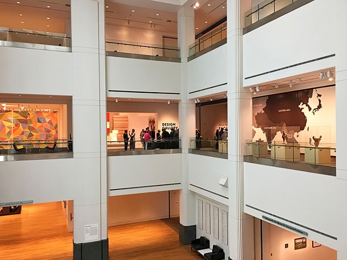 Multiple floors of design treasures await, each level revealing another era's bold vision of the future.