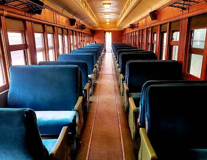 These classic blue seats have witnessed countless journeys, each one offering front-row views to Lake Superior's greatest show.