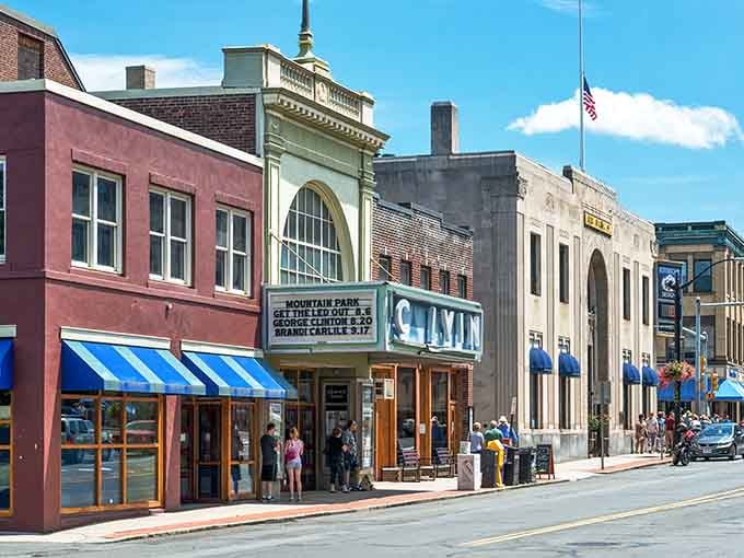 Independent shops and theaters line streets that remember when Main Street actually meant something to American communities.