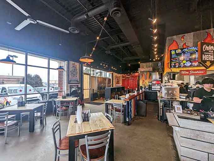 String lights and rustic charm create the perfect backdrop for serious meat consumption and zero regrets.