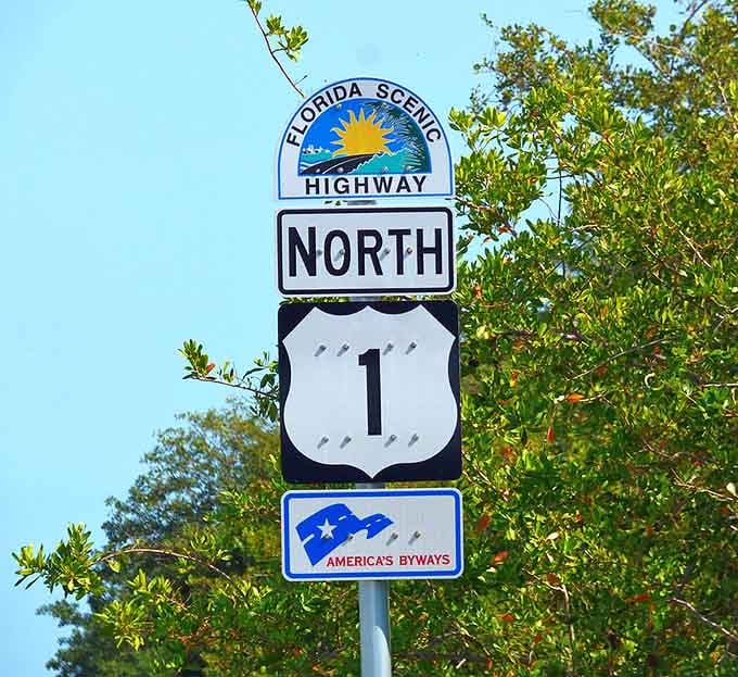 The Florida Scenic Highway sign marks your entry into what might be the only commute that actually reduces your blood pressure.