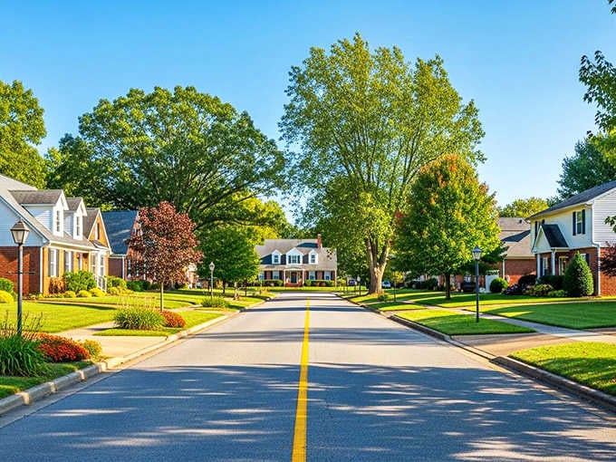 Tree-lined streets and manicured lawns where your retirement savings can actually afford the American Dream you earned.