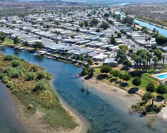 Waterfront living in Parker means your backyard is literally the Colorado River, which beats a swimming pool any day.