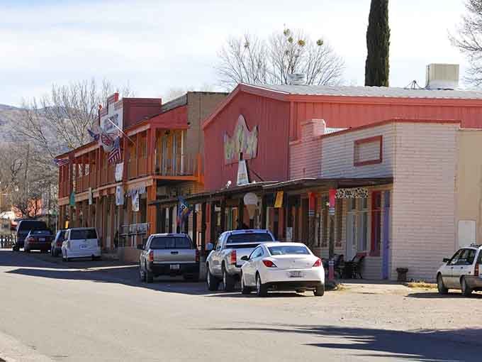 Wooden facades and covered walkways create the kind of Main Street where you half expect Wyatt Earp.