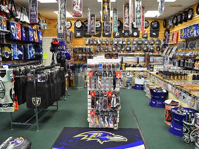 Ravens pride runs deep here, with enough purple merchandise to outfit an entire stadium of superfans.