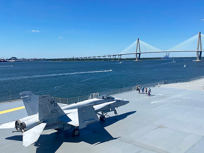 Nothing says "naval aviation" quite like a Hornet poised on deck, forever ready for a mission that will never come.