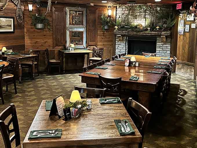 Rustic wood, stone fireplaces, and enough cozy corners to make you forget you're sharing the space with hundreds.