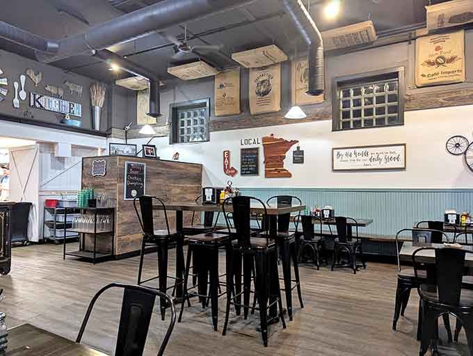 Inside Pedal Pushers, the cycling theme hits just right without making you feel like you wandered into a bike shop.