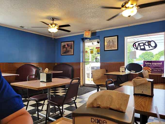 Step inside and those blue walls welcome you like a warm hug from your favorite aunt who always feeds you too much.