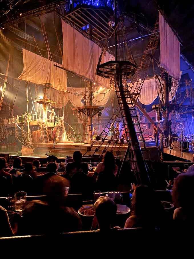 A full-sized galleon floating indoors proves Orlando engineers have either brilliant minds or absolutely no fear of physics.