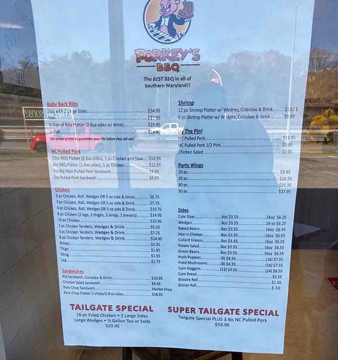 When the menu proudly declares "The BEST BBQ in all of Southern Maryland," that's not bragging, that's a promise.