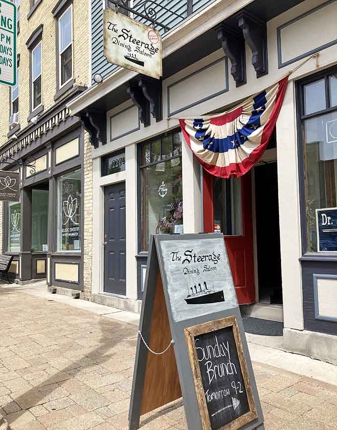 Sunday brunch beckons from The Steerage, where patriotic bunting and historic charm make every meal feel like a celebration.