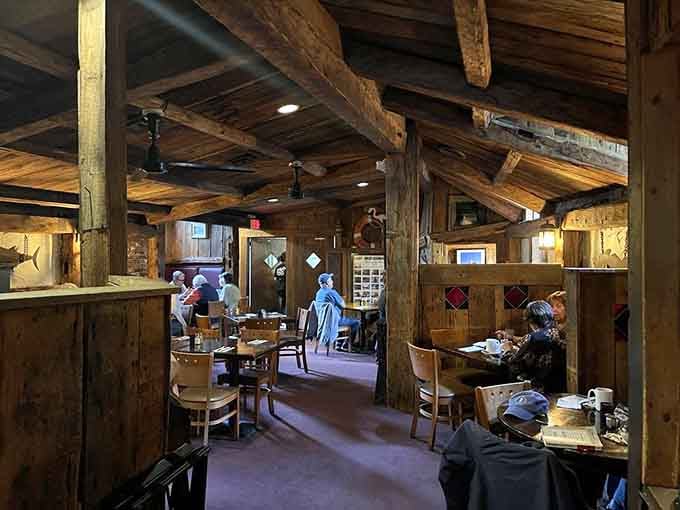 Those exposed beams overhead make you feel like you're dining in a captain's quarters, minus the seasickness.