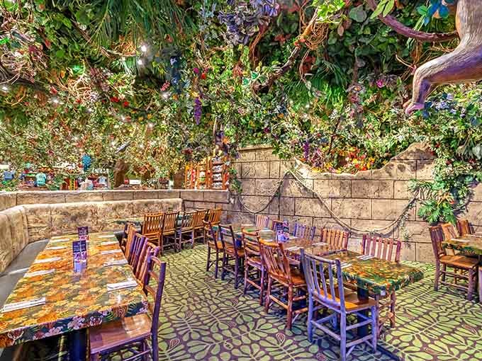 Dining under a canopy of vines where every meal feels like an expedition without the bug spray.