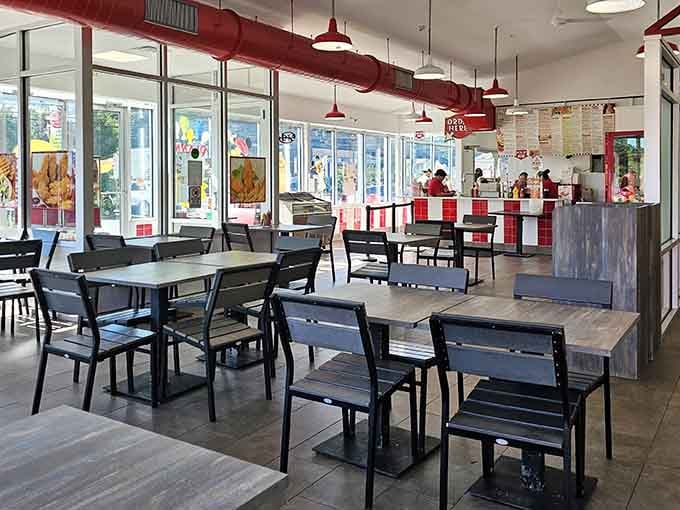 Clean, bright, and inviting, this dining room proves retro doesn't mean sacrificing comfort or style.