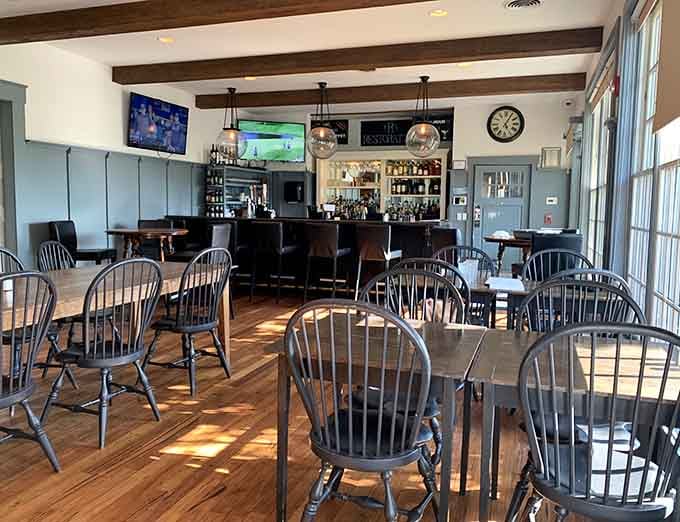 Exposed beams and natural light create the perfect setting for your weekend brunch escape in Crozet.