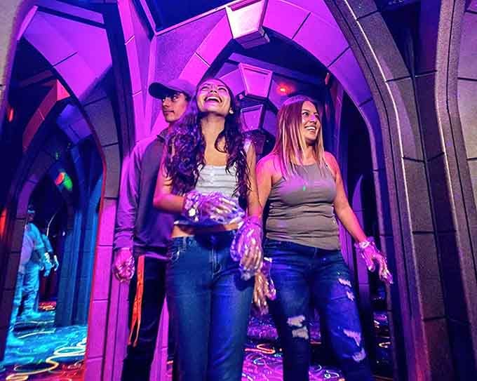 The purple glow means you're either entering a sci-fi movie or about to lose all sense of direction.