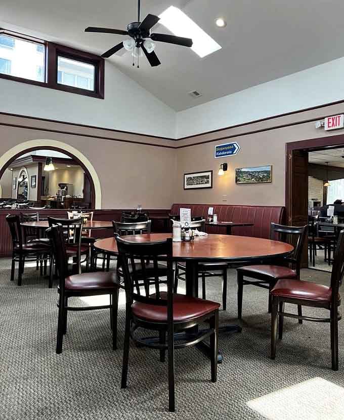 Step inside and find yourself wrapped in burgundy booths and timeless charm that never goes out of style.